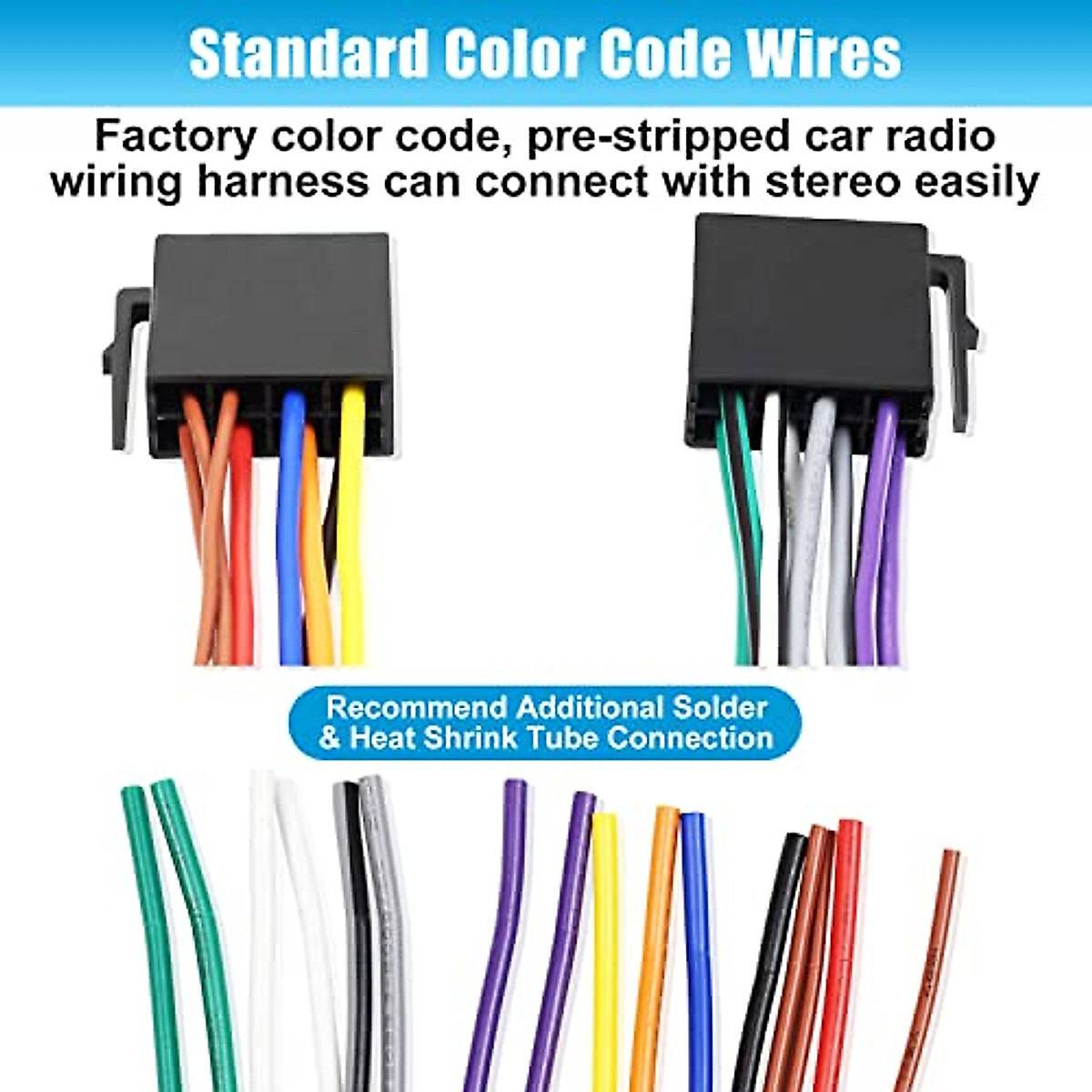 Universal ISO Car Radio Stereo Wiring Harness Adapter, Car Audio Video Wire Cable Power Speaker Connector
