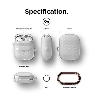 elago Waterproof Hang Active Case [Nightglow Blue] - Compatible with Apple AirPods 1 & 2, Supports Wireless Charging, Waterproof, Dust Proof, Added Carabiner