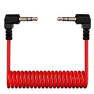 COCOMK TRS Cable,3.5mm TRS to TRS Adapter Microphone Patch Cable,1/8 Aux Cord TRS Audio Converter Patch Cables,Cameras Coiled Live Streaming Mic Cord (Red)