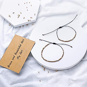 Hicarer DIY Morse Code Bracelet Making Kit, 800 Round Spacer Beads and 800 Long Tube Spacer Beads Handmade Adjustable Bracelets Necklaces 20 Morse Code Decoding Card and 20 Yard Twine Cord