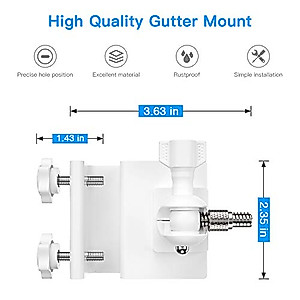 Gutter Mount for Arlo Ultra, Arlo Essential, Arlo Pro 3, Arlo Pro 4, Arlo HD, eufy Cam and Other Arlo Cameras (White, 2 Pack by OkeMeeo)