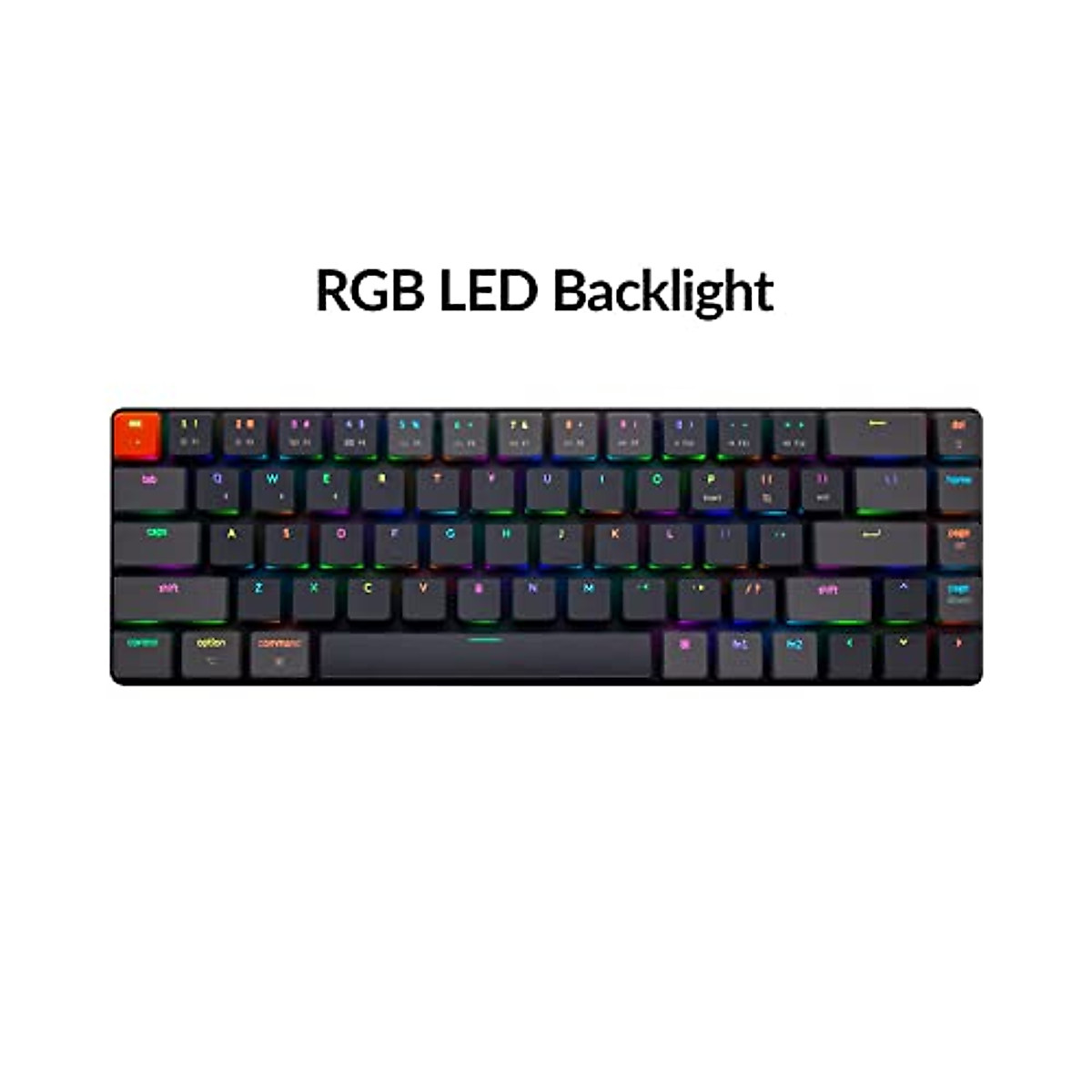 Keychron K7, 68 Keys Ultra-Slim Wireless Bluetooth/Wired Mechanical Keyboard with Low-Profile Gateron Mechanical Blue Switch, RGB LED Backlit Compatible with Mac Windows