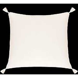 Saffron Floor Cushion Cover - Decorative Square Pillowcase White 32x32 inch (80x80 cm) Cotton with Tassels Removable COVER, Insert not included