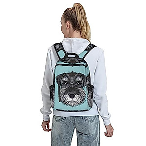 GAGALU Laptop Backpack Schnauzer Blue Printed Lightweight Outdoors Backpack