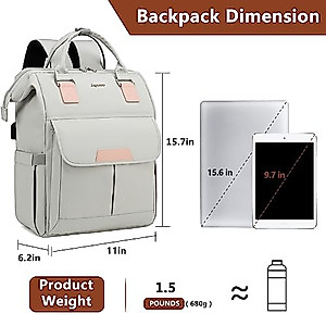 BAGSWAN Women Computer Backpack Nurse Bags: 15.6 Inch laptop Travel Work Bag Professional Waterproof Teacher SchoolBag with USB Port for Business College Backpack Carry on Bookbag for Women Gift(GREY)