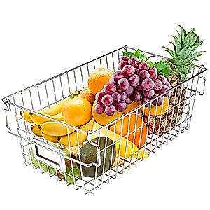 Large Stackable Wire Baskets for Pantry Organization, Expandable Cabinet Shelf Organizer