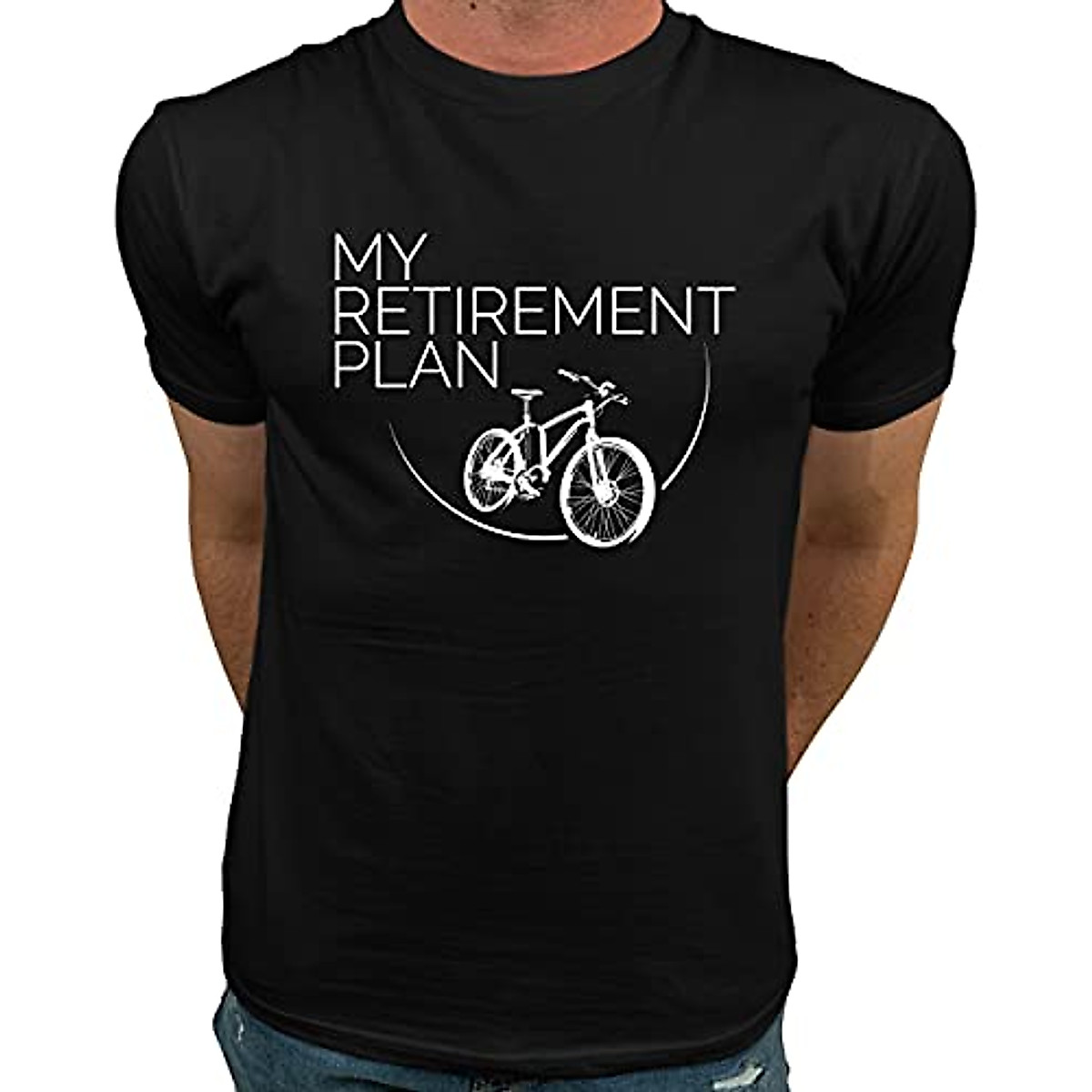 Market Trendz My Retirement Plan Cycling Funny Bike Rider Retirement Gift Bicycle White on Black XL