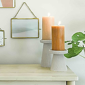 Main + Mesa Stoneware Pillar & Taper Candle Holders, Set of 2