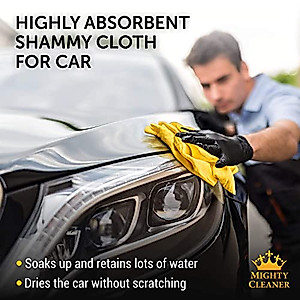 Premium Chamois Cloth for Car Drying - 26”x17” - Super Absorbent Reusable Shammy Towel for Car + Storage Tube - Scratch-Free Car Shammy Towel