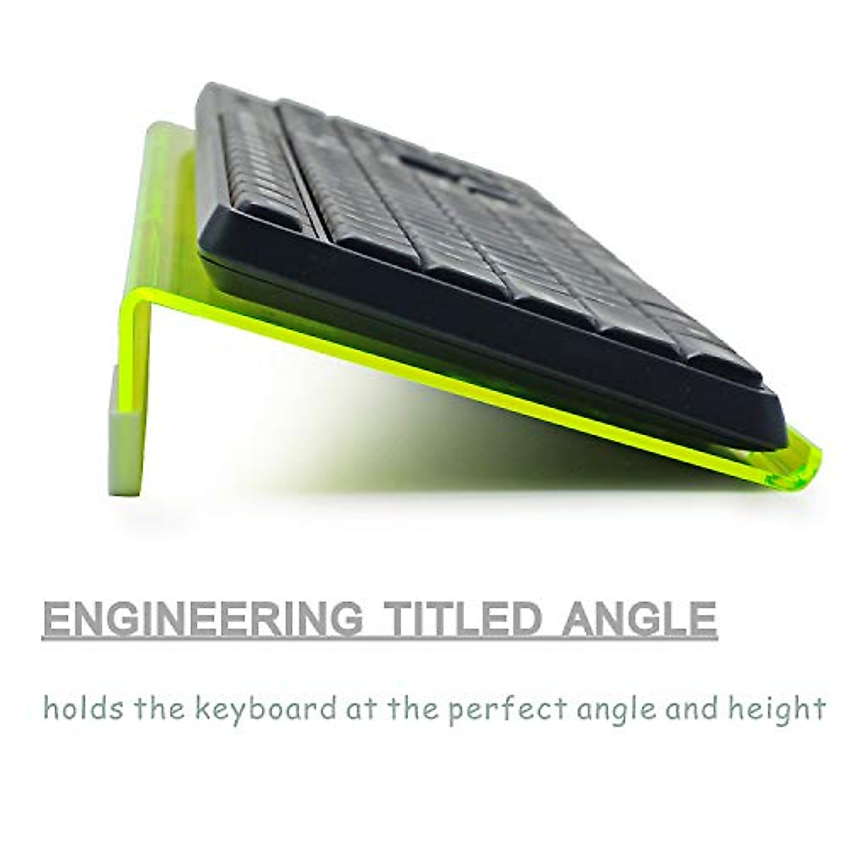 Richboom Epoptic Green Acrylic Tilted Computer Keyboard Holder for Easy Ergonomic Typing, Keyboard Stand for Office, Home, School, Fluorescent Green