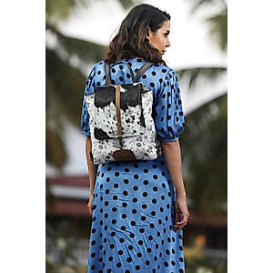 Myra Bag Bloom Bleach Upcycled Canvas & Cowhide Backpack S-1504