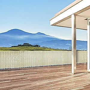 Bakaji 2832424 Wind Deflectors for Balcony Roof Rails in Hdpe Heavy Duty, UV Protection 90%, Eyelet Attachment, 12 m Rope Included, Off-White, 500 x 90 cm, Ecru