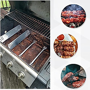 Yiming Grill Replacement Parts for Grillmaster 720-0697, Nexgrill 720-0697 and Sunbeam 720-0697 Gas Grill Models, Stainless Steel Heat Plate Tent Shields, Grill Burner Tubes Set, 4-Pack