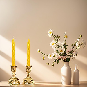 Set of 14 Beeswax Taper Candles, 9 Inch Premium Quality Smokeless Candles, Beeswax Candle for Home Gift Ideas Uncented Long Candles for Household, Wedding, Party, and Home Décor