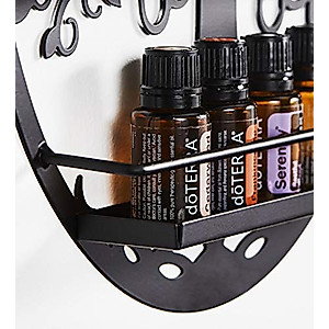 SoCal Buttercup Essential Oils & Nail Polish Organizer - Display Holder Storage Shelf from Oval Black with Tree Silhouette - Wall Mounted Round Rack Oil Bottle Storage (Black)