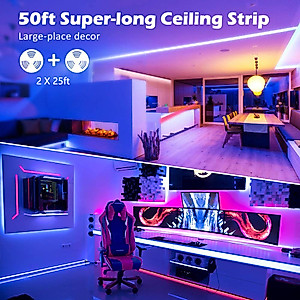 50Ft/15M Bluetooth RGB LED Strip Lights - Music Sync LED Light Strip Controlled by Smart Phone APP - 450LEDs RGB LED Light Strips Full Kit with Remote Controller for Party, Living Room