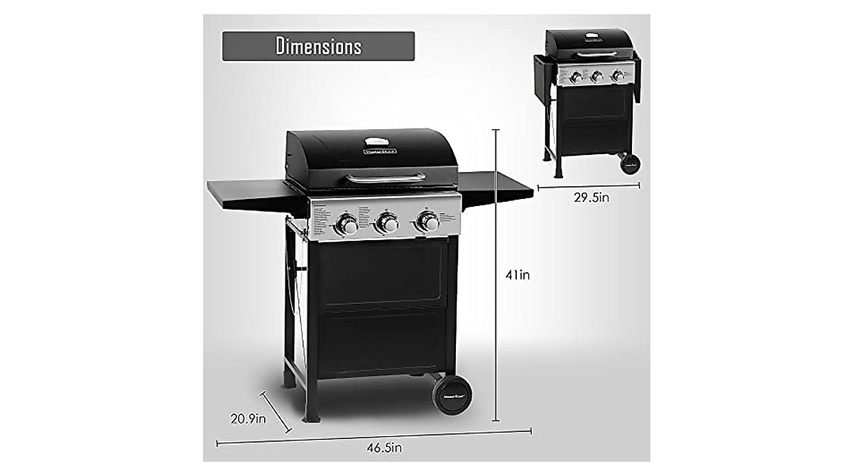 MASTER COOK 3 Burner Gas Grill - Powerful 30,000 BTU BBQ