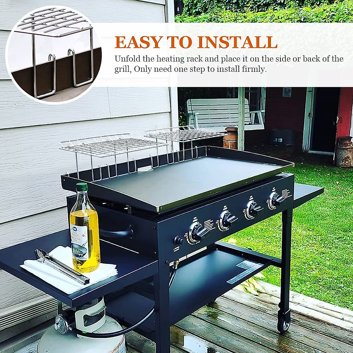 Auckpure Griddle Warming Rack, 2Pcs Stainless Steel Insulation Rack for Blackstone 17'' 22'' 28'' 36'' inches Griddles