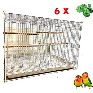 Brand New Lot of Six Aviary Breeding Bird Cage 24x16x16 W/divider W/stand, White
