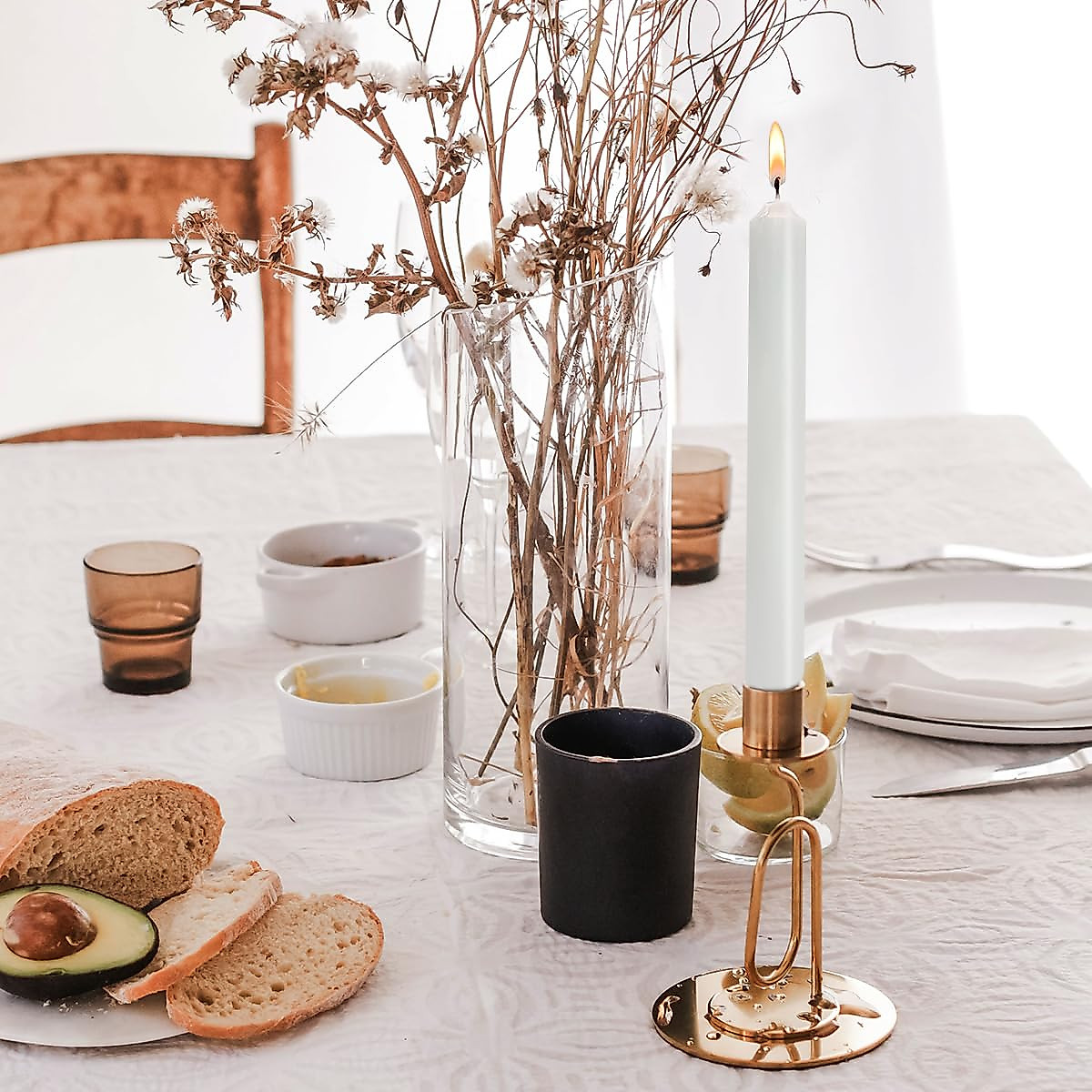 8 Pack 8 Inch Hand Poured White Dripless Taper Candles, Soy Candles, Non-Toxic, Unscented, Smokeless, for Candlesticks & Home Decor