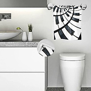 QUGRL Piano Keyboard Fractal Spiral Kitchen Hand Towels Music Theme Dish Cloth Fingertip Towel for Bathroom Decor 16x30 in Soft Quality Premium Guest Washcloths for Hotel Spa Gym Sport