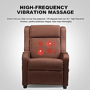 COMHOMA Recliner Chair for Living Room, Modern Fabric Adjustable Massage Recliner Chair, Single Sofa Seat with Upholstered Handrail Living Room Chair (Brown)
