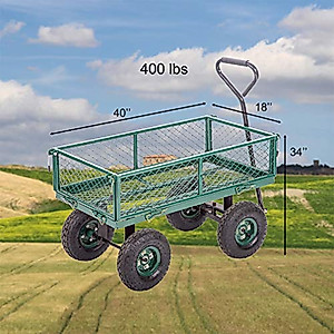 Garden Carts Yard Dump Wagon Cart Lawn Utility Cart Outdoor Steel Heavy Duty Beach Lawn Yard Landscape