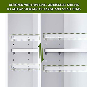 Giantex Over The Toilet Storage Cabinet, Collette Bathroom Behind The Toilet Storage Organizer w/Door & 5-Position Adjustable Shelf, Bathroom Storage Cabinet Over Toilet for Space Saving (68.5" H)