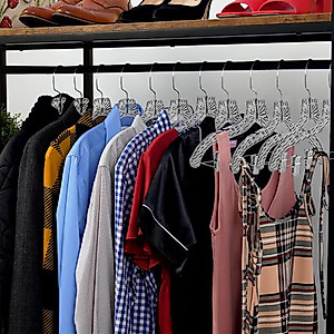 HARDW Clothes Hangers with Clips Plastic Set of 12Pcs Heavy Duty Hangers Dresses, T-Shirts Shirt Hangers for Closet Organization Crystal Clear Hangers for Home, Retail and Home