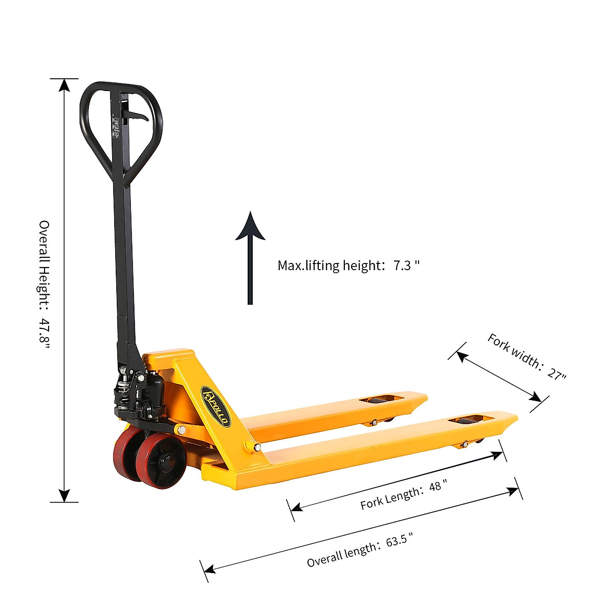 APOLLOLIFT Pallet Jack, 6600-Lb. Capacity Hand Pallet Truck 27" W x 48" L Forks Standard Duty Pallet Jacks