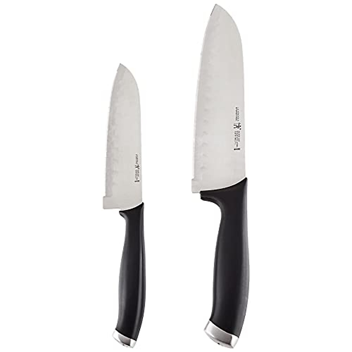HENCKELS Silvercap Razor-Sharp 2-Piece Knife Set, Santoku Knife 5 Inch, Santoku Knife 7 Inch , German Engineered Informed by 100+ Years of Mastery, Black