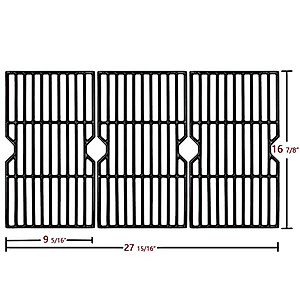 Hongso 16 7/8" Polished Porcelain Coated Cast Iron Grill Grates Replacement for Charbroil 463432215, 463436213, 463436214, 463436215, 463441312, 463441514, Thermos 461442114 Grills, PCH763
