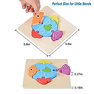 Pntpolk Toddler Puzzles for 1 2 3 Years Old Wooden Toddler Jigsaw Animal 2 Pack for Boys Girls Montessori Educational Gift Toy Colors & Shapes Cognition Skill Learning Puzzles Gift