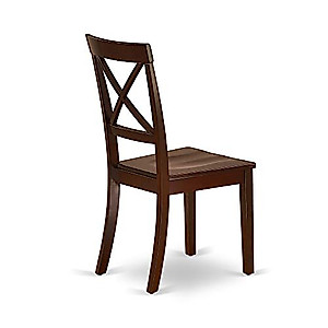 East West Furniture PSBO5-MAH-W 5Pc Dinette Set Includes a Rectangle 48/60 Inch Dinner Table with Butterfly Leaf and 4 Wood Seat Kitchen Chairs, Mahogany Finish