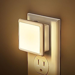 JandCase Night Lights Plug into Wall 2 Pack, Plug in Night Light with Dusk-to-Dawn Light Sensor, 3000K Soft White 0.3W, LED Nightlight for Bathroom, Adult, Hallway