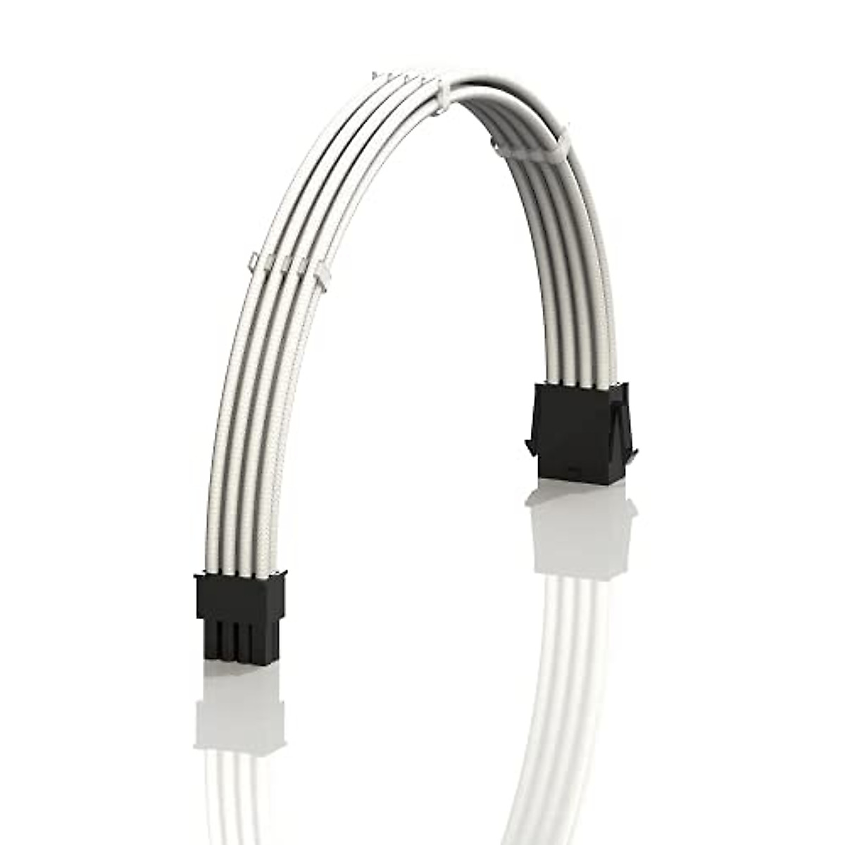 LINKUP - AVA 30cm EPS 8P(4+4) CPU ATX Motherboard PSU Power Supply Braided Sleeved Custom Mod PC Extension Cable w/Combs | Strong & Stiff Design | Single Pack | 300mm - White