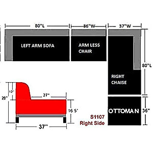 Stendmar 4pc 117" to 153" Modern Dark Gray Microfiber Sectional Couch Sofa S1107RDG