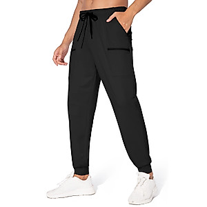 M MAROAUT Mens Joggers with Pockets Cargo Sweatpants for Men Elastic Waist Pants Track Athletic Running Gym Workout Pants Casual Black L