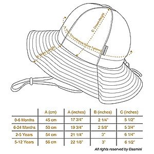 DASMINI Baby & Toddler Wide Brim Sun Hats UPF 50+ Sun Protection Bucket Cap Cute Adjustable Hat (wht Seersucker, 0-6M)