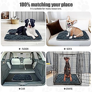 furrybaby Dog Bed Mat Crate Mat with Anti-Slip Bottom Machine Washable Pet Mattress for Dog Sleeping (S 24x18'', Grey Mat)