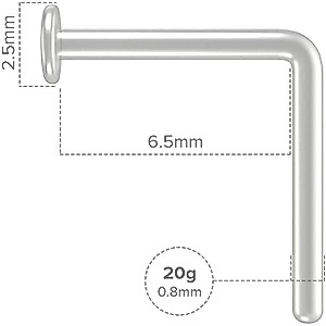 Evonix 20g Clear Nose Studs - Bioflex L-Shaped Nose Retainers - Clear Nose Rings For Work - Small & Flexible Nostril Stud Piercing