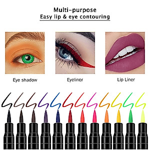Ownest 12 Colors Liquid Eyeliner Set, Matte Liquid Eyeliner Colorful Eye Liner Pen Neon Eyeliner Makeup,Waterproof Smudge-Proof Smooth Eyeliner Pen