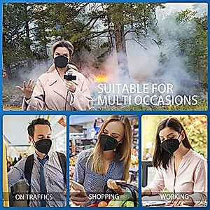 SYNGLO KN95 Face Masks 50 Pack, Individually Wrapped 5 Layer Mask For Adults, Filter Efficiency≥95% (Black20)
