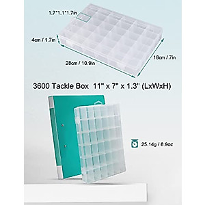 Avlcoaky Bead Organizer 2 Pack 3600 Tackle Box Organizer Clear Organizer Box 36 Grids Plastic Craft Organizer Jewelry Sewing Storage Box with Dividers