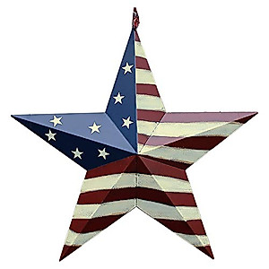 Patriotic Metal Barn Star Hanging Wall Decor 3D Dimensional Star Barn Outdoor Indoor 4th of July Decoration