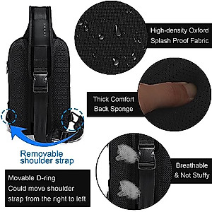 SMONT Sling Bag for Men, Anti Theft Waterproof Chest Shoulder Bag with USB Charging Port Grey