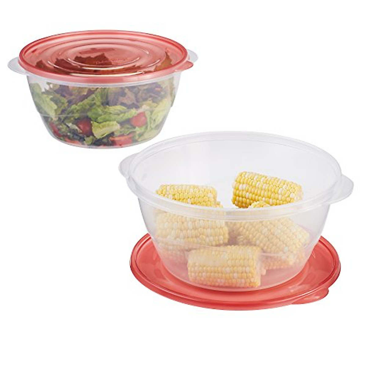 Rubbermaid TakeAlongs Serving Bowl Food Storage Containers, 15.7 Cup, Tint Chili, 2 Count