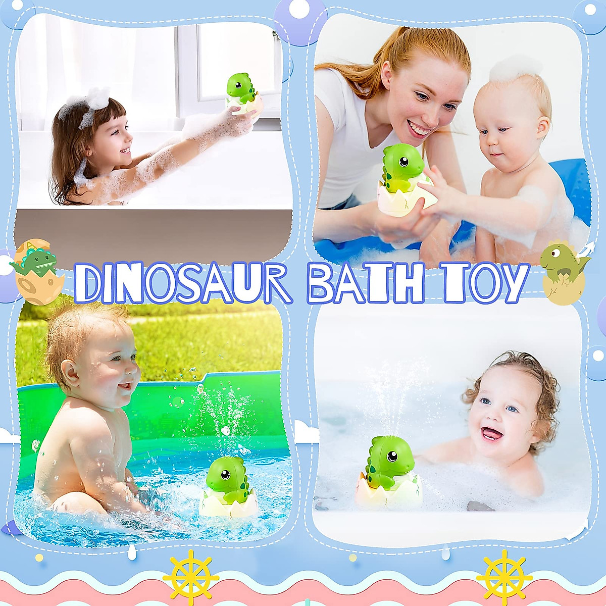 Rechargeable Baby Bath Toys, Dinosaur Baby Toys Gifts, Light Up Bath Toys, Sprinkler Bathtub Toys for Toddlers Infant Kids, Spray Water Bath Toy, Pool Bathroom Baby Toy Gifts