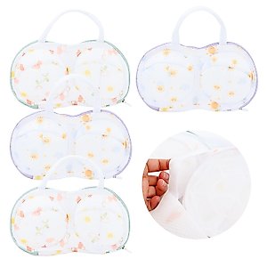 Ksheria Large Bra Washing Bags for Laundry,4pcs Bra Laundry Bags for Washing Machine,Lingerie Bags for Washing Delicates,Underwear Washing Bag with Zipper for Women Laundry Storage-Cute Pattern