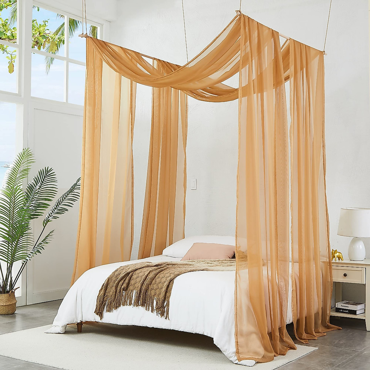 WARM HOME DESIGNS 2 Caramel Color Backdrop Curtain Bundle. 55 x 288 Inch Gold Fabric Curtain Backdrop for Golden Wedding Decor. (ADS Gold 288)